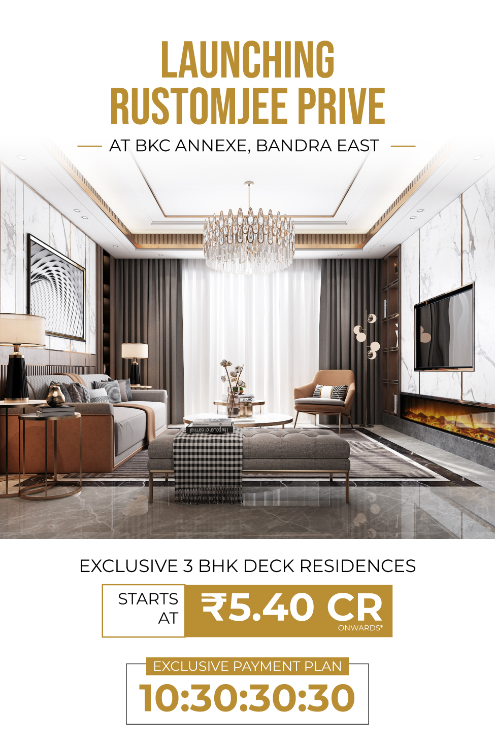 Rustomjee Prive Bandra - Luxurious 3 BHK Deck Residences in BKC Annexe