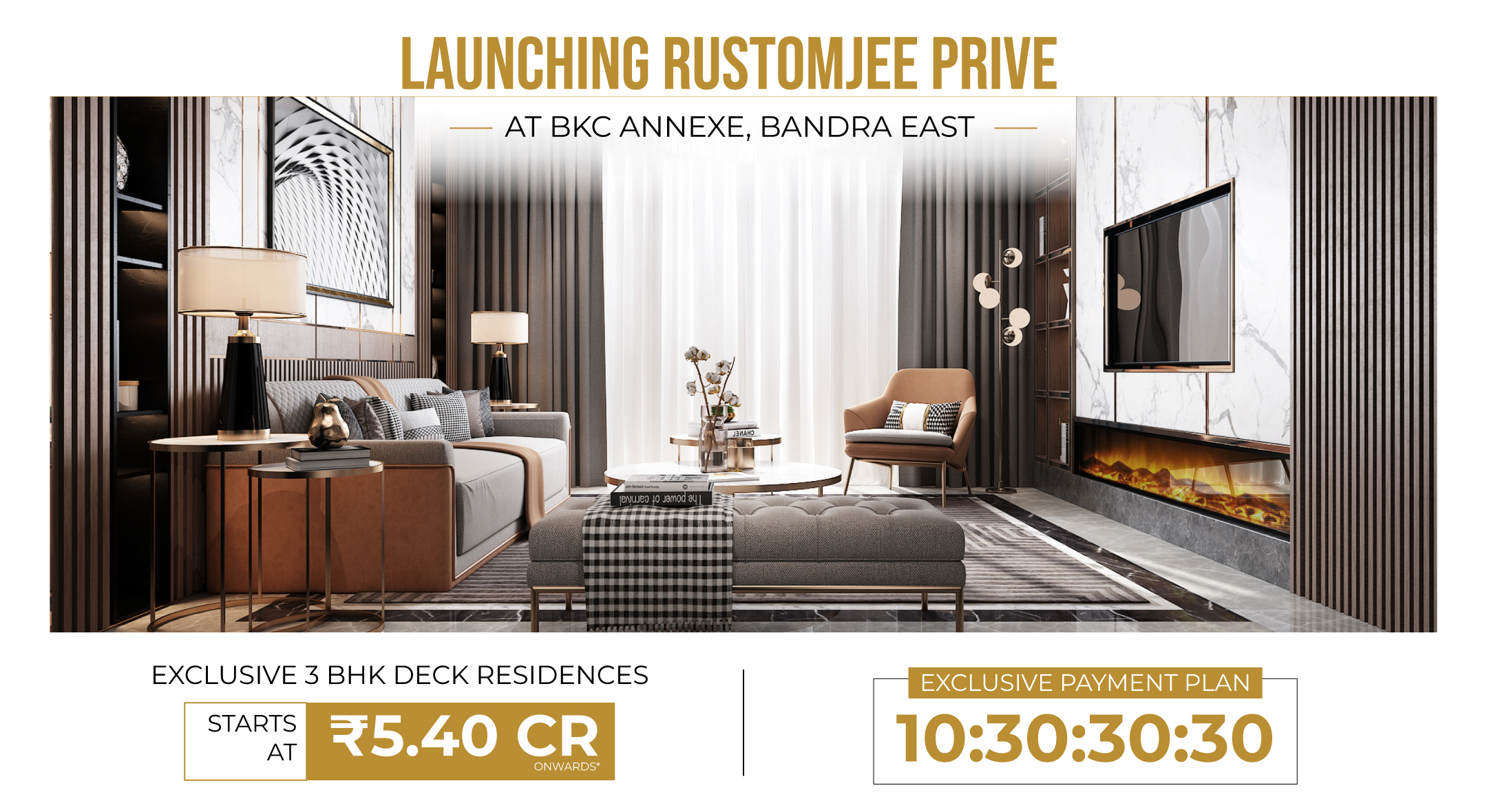 Rustomjee Prive Bandra - Luxurious 3 BHK Deck Residences in BKC Annexe